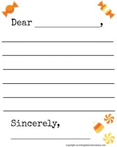 FREE Fall Candy Themed Letter Template Printable