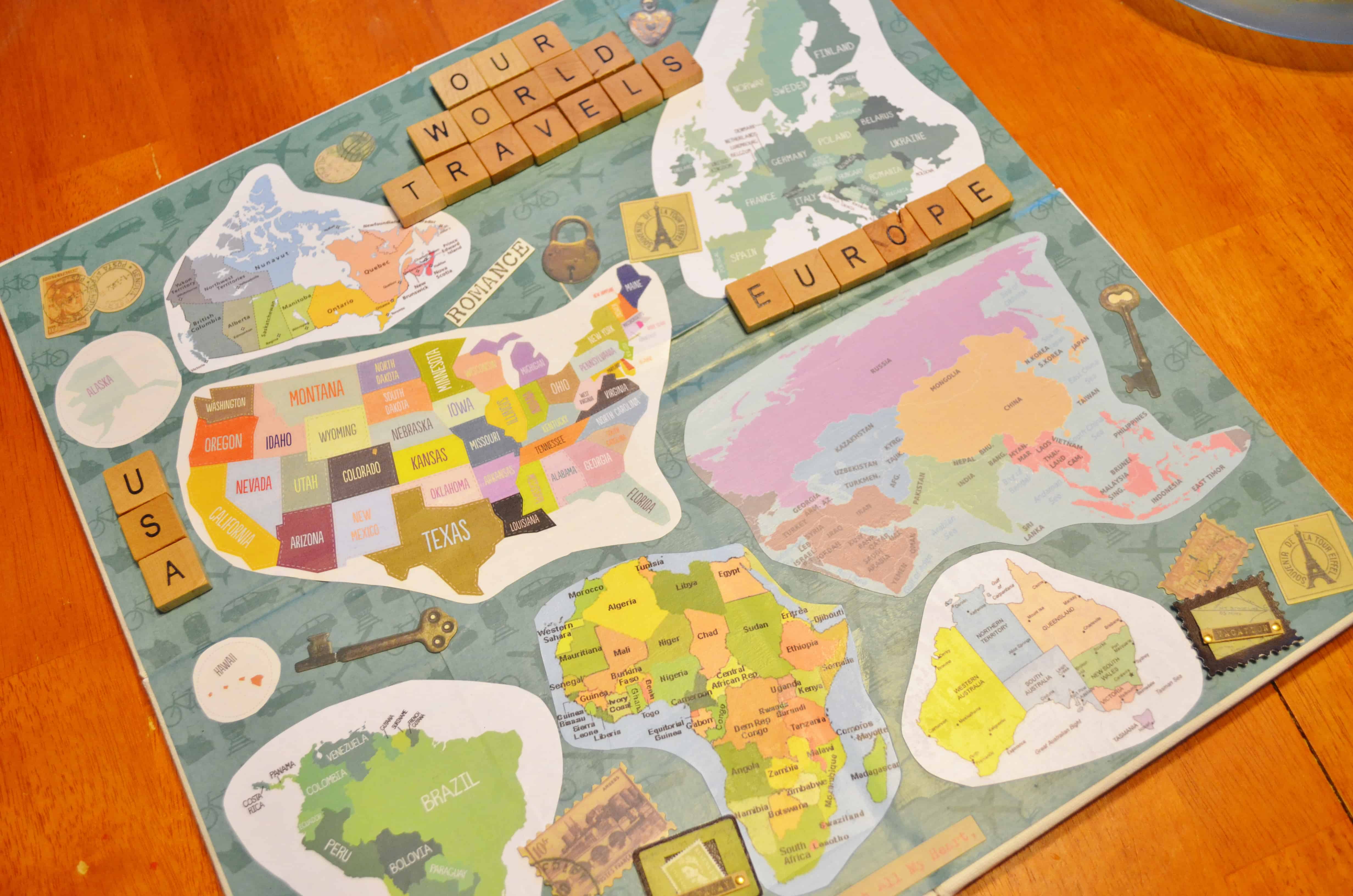 DIY Mod Podge Memory Boxes Travel Memory Map Project