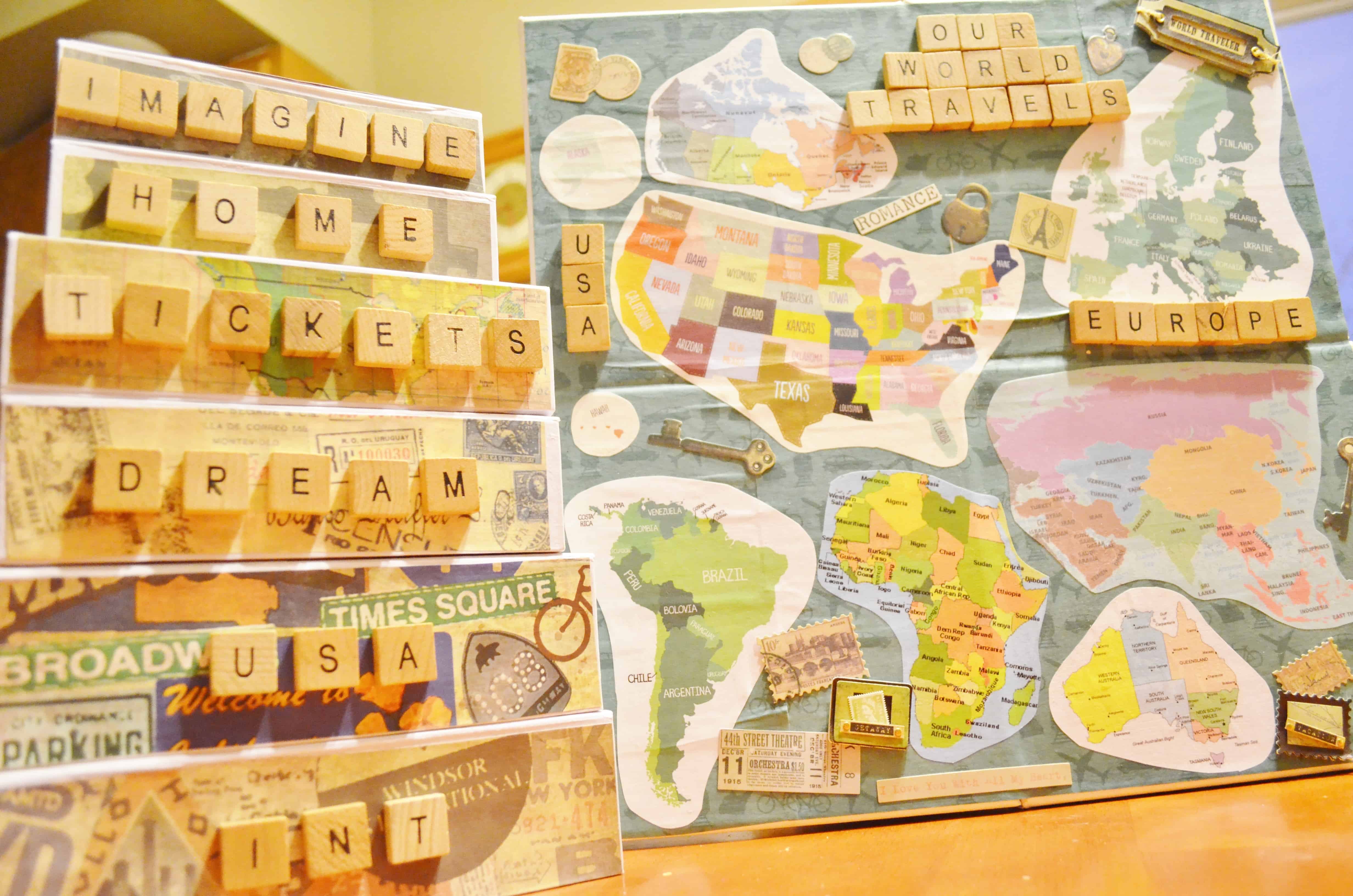 DIY Mod Podge Memory Boxes & Travel Memory Map Project