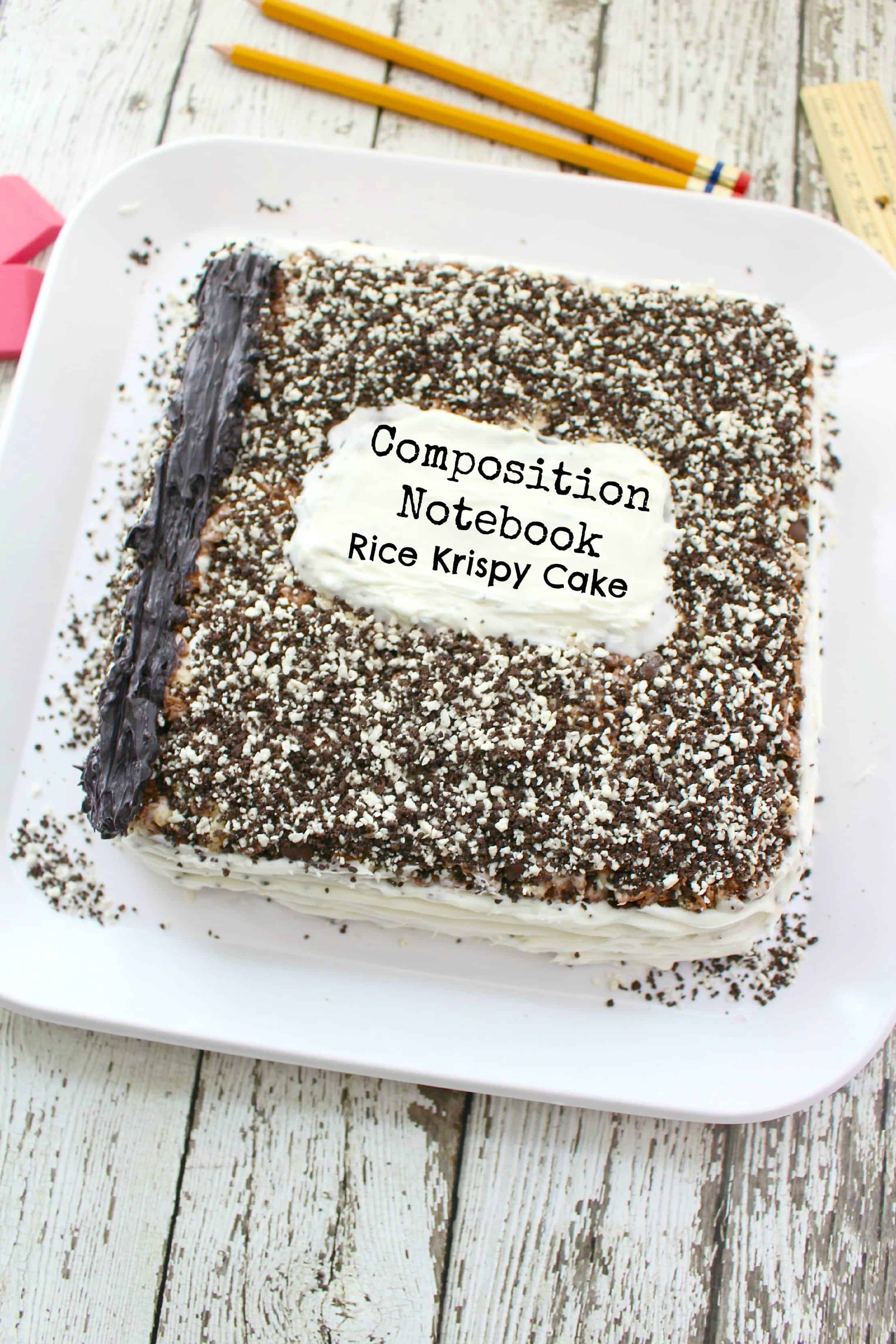 Back to School Notebook Recipe - Composition Notebook Rice Krispy Cake