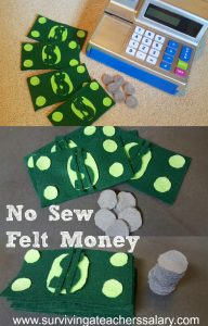 No Sew Felt Money for Toddlers: Math Pretend Play