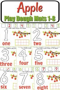 FREE Printable Fall Apple Tree Numbers Play Dough Mats