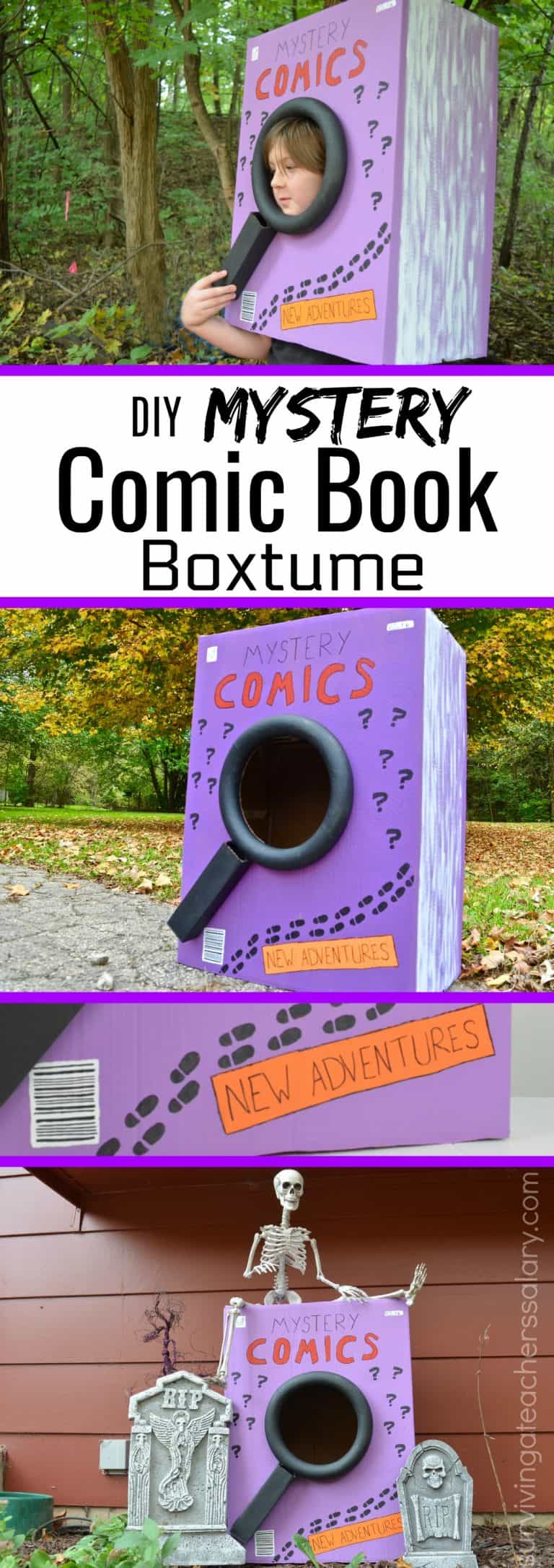 DIY Comic Book Halloween Costume from Recycled Amazon Boxes