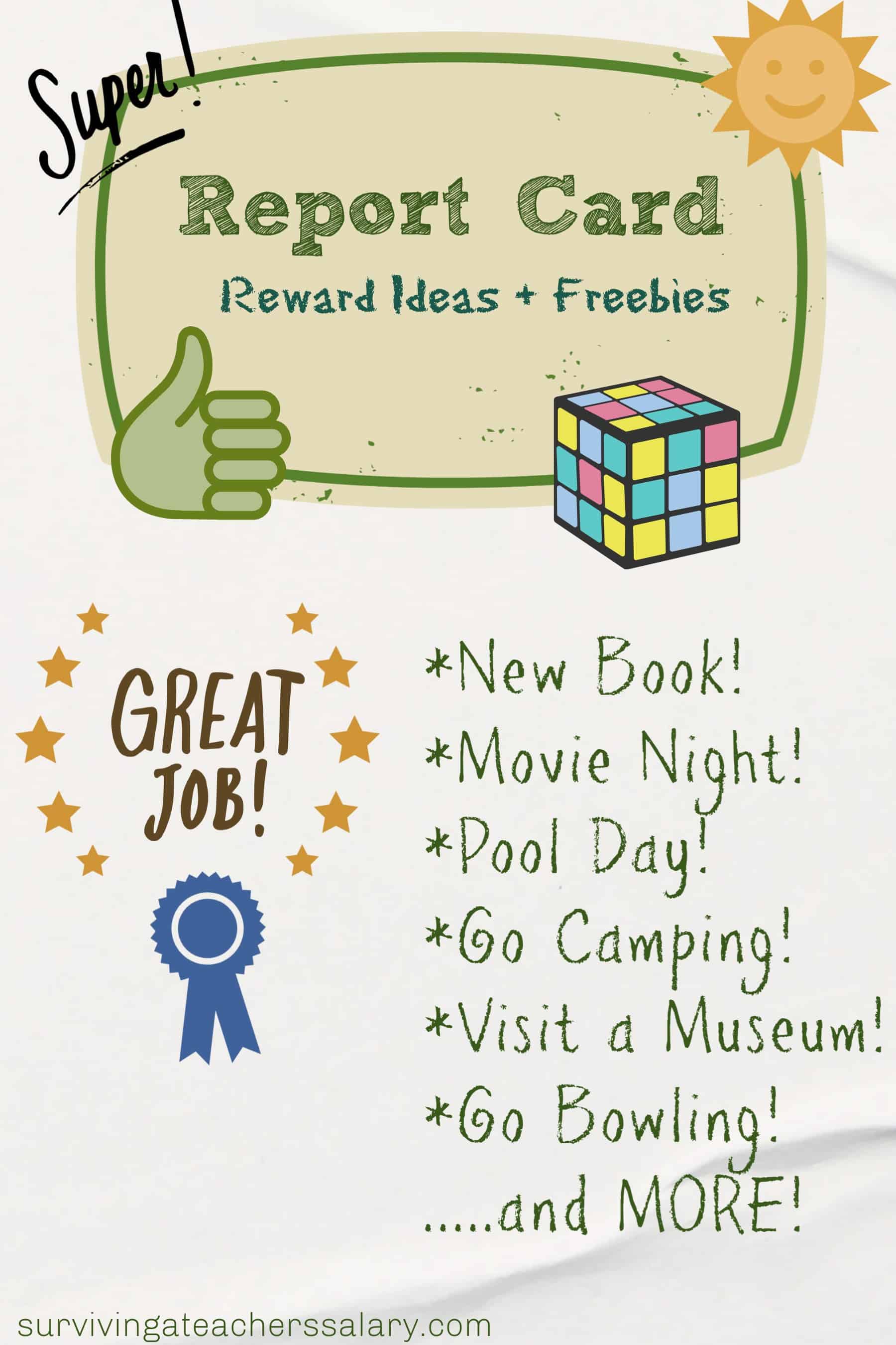 Good Report Card Reward Ideas + Report Card FREEBIES
