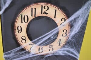 Cheap Halloween Decor: DIY Halloween Clock from Cardboard Boxes