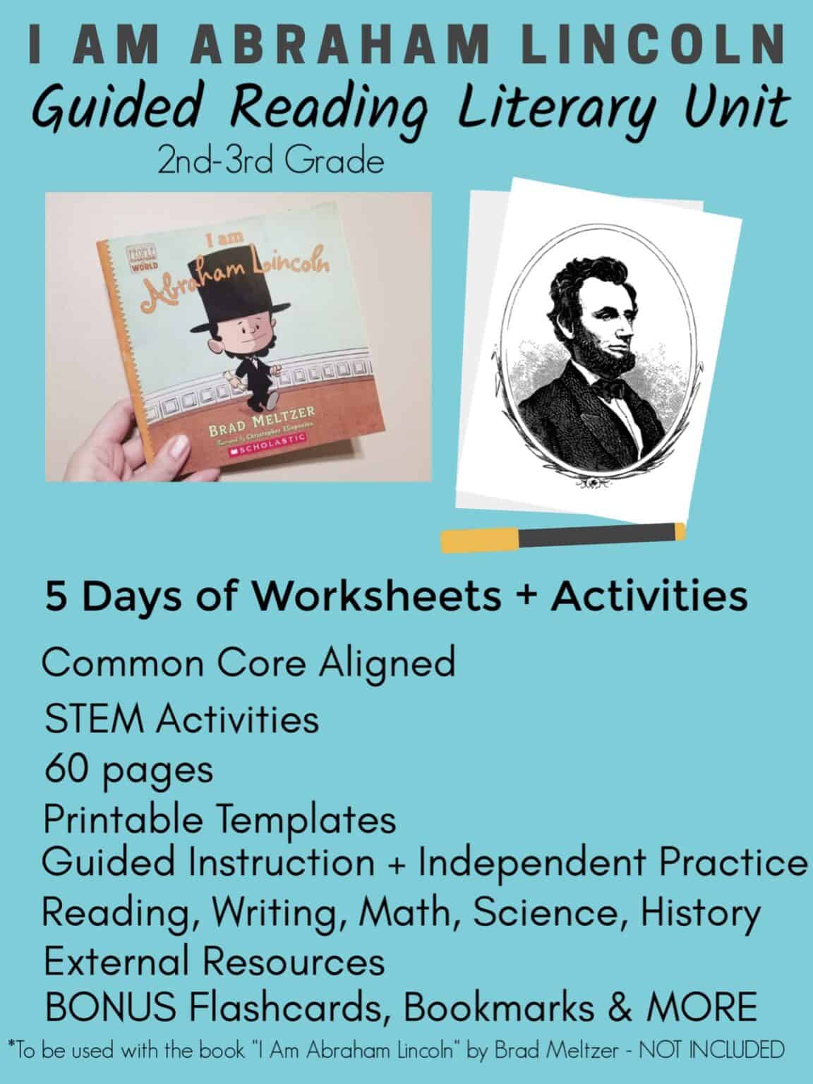 5 Day I Am Abraham Lincoln Guided Reading Literary Unit