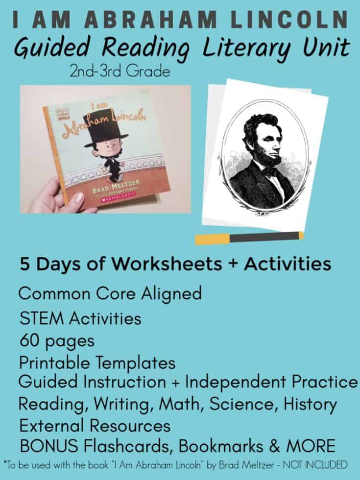 5 Day I Am Abraham Lincoln Guided Reading Literary Unit