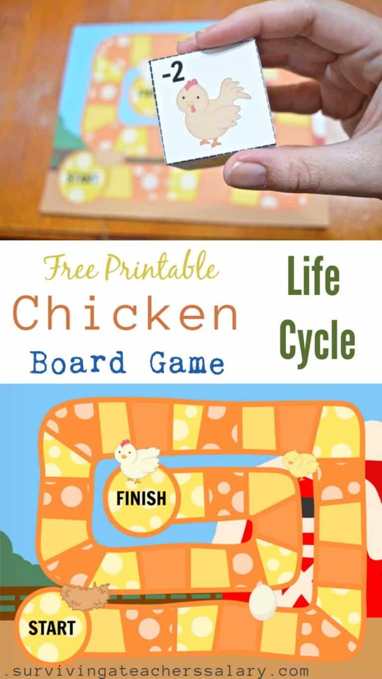 FREE Chicken Life Cycle Printable Math Board Game