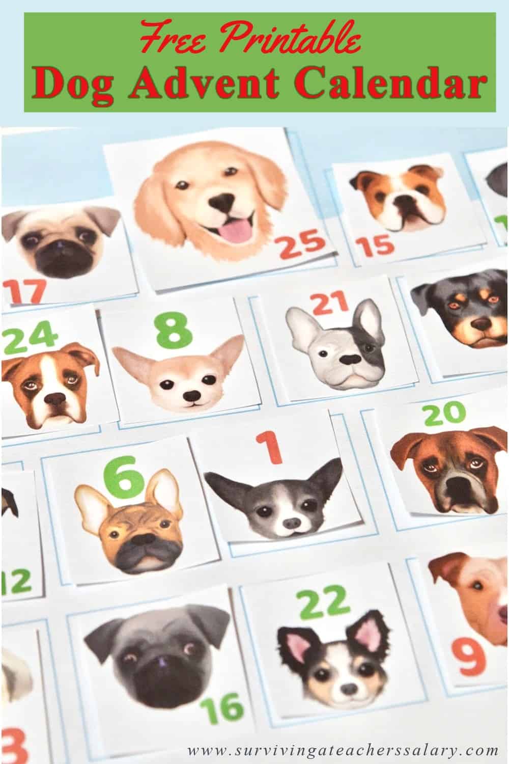 Free Printable Dog Advent Calendar - Holiday Countdown