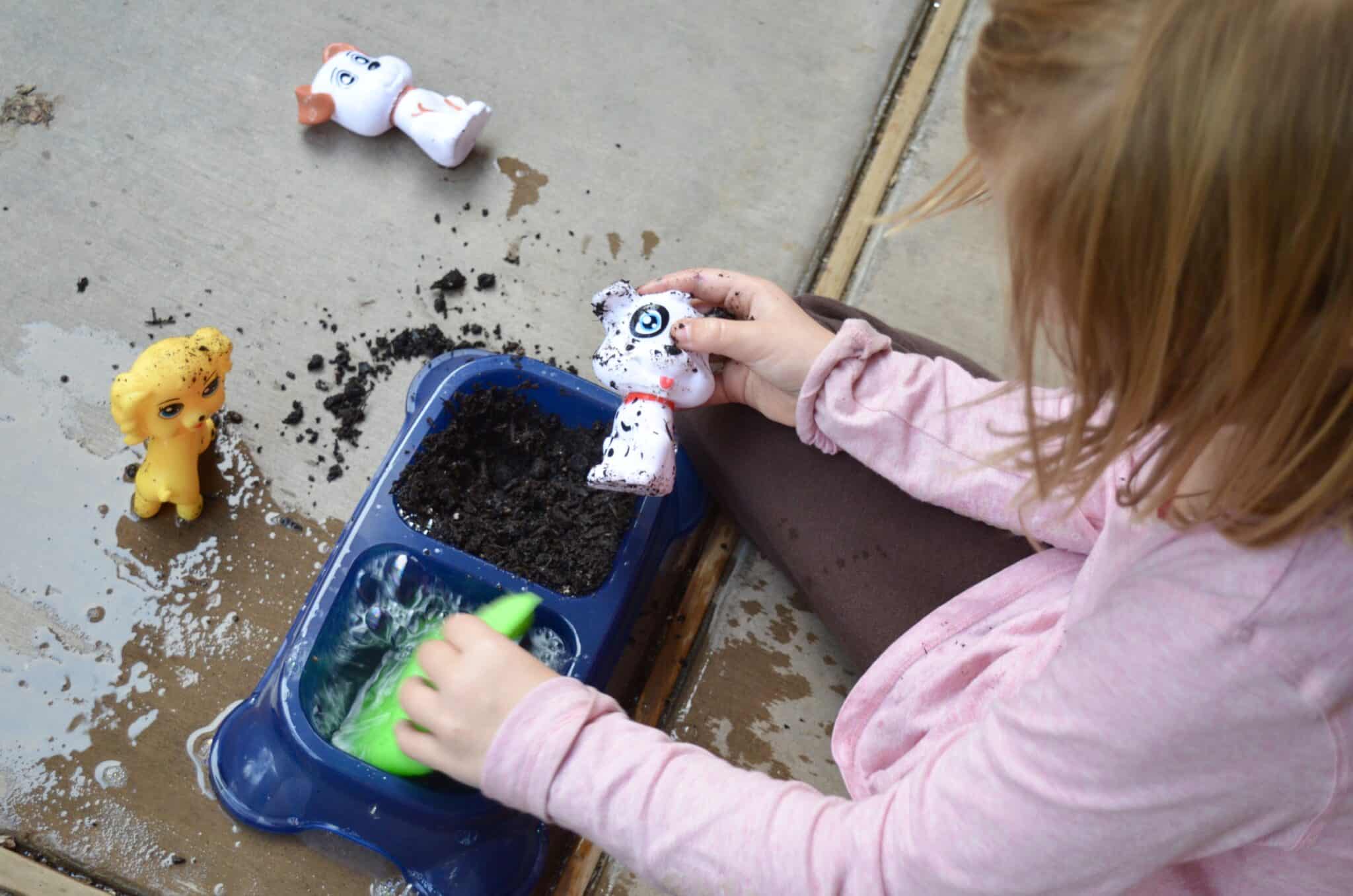Muddy Puppy Dog Wash Sensory Play Activity for Kids
