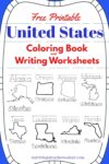 FREE United States Coloring Book and Writing Worksheets by State