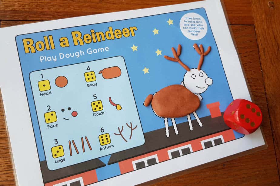 FREE Printable Winter Math Game - Roll a Reindeer Sensory Activity