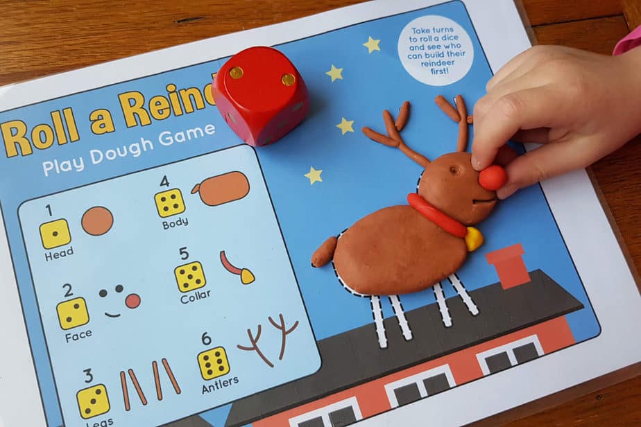FREE Printable Winter Math Game - Roll a Reindeer Sensory Activity